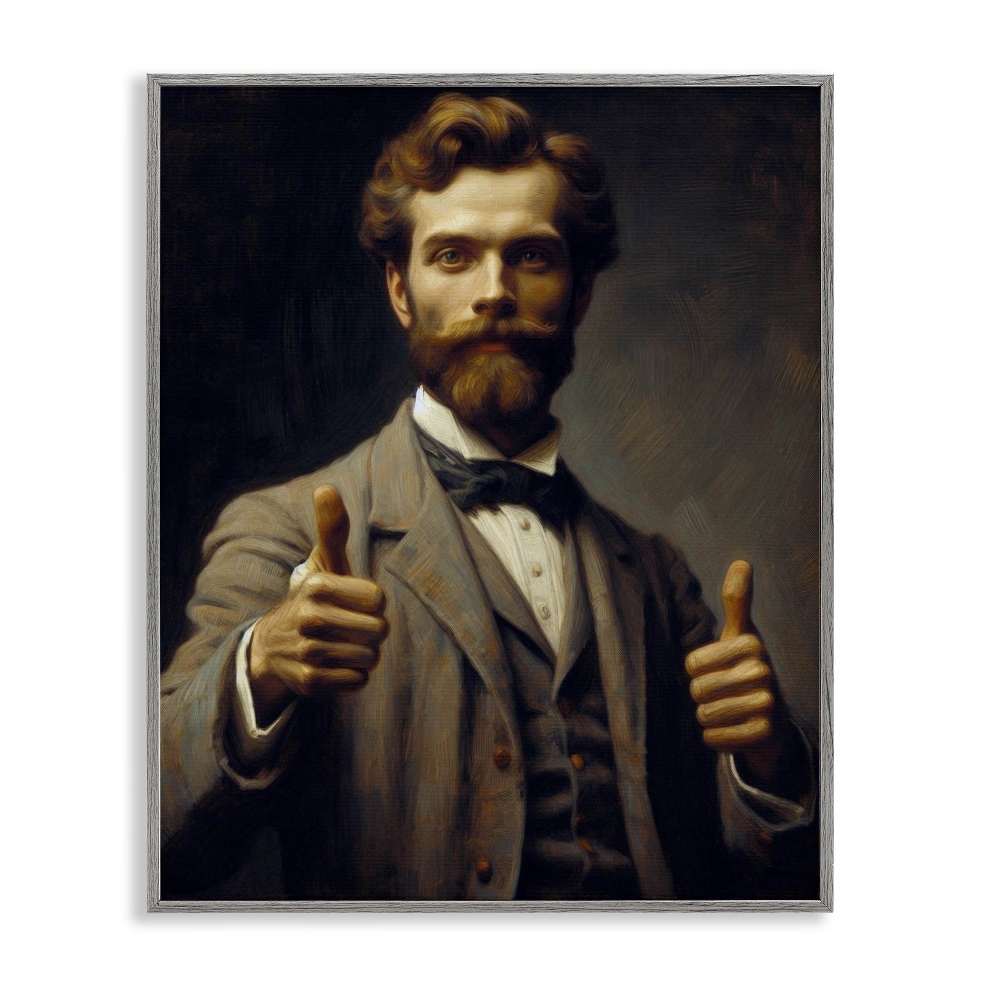 Funny Thumbs Up Gentleman Gray Framed Giclee Art, design by Lettered ...