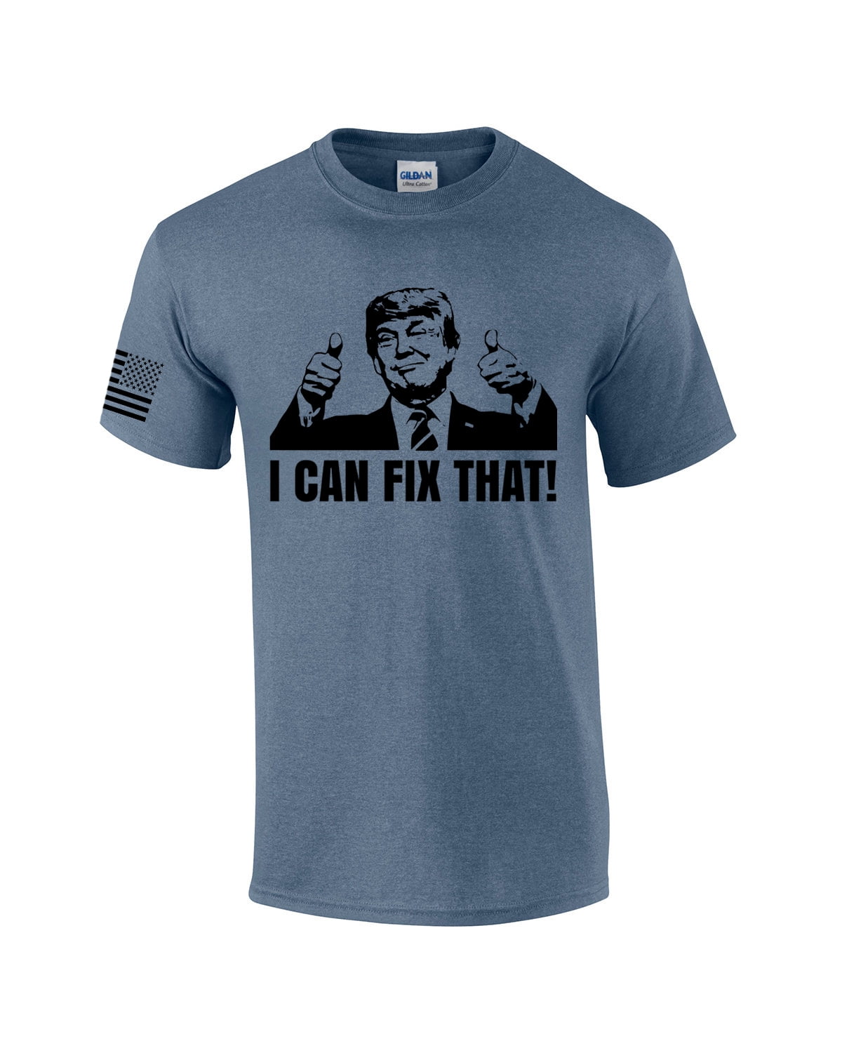 Funny Thumbs Up I Can Fix That American Flag Sleeve Mens Short Sleeve T ...