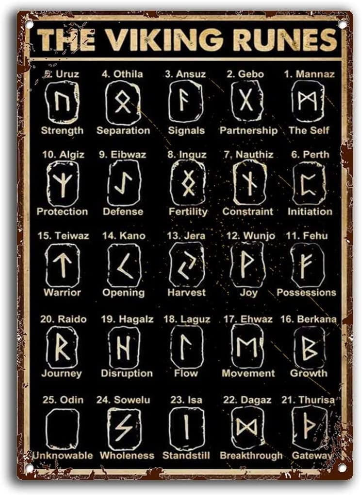 Funny Tin Bar Signs Viking Rune Knowledge Tin Sign Chic Art Wall Metal ...