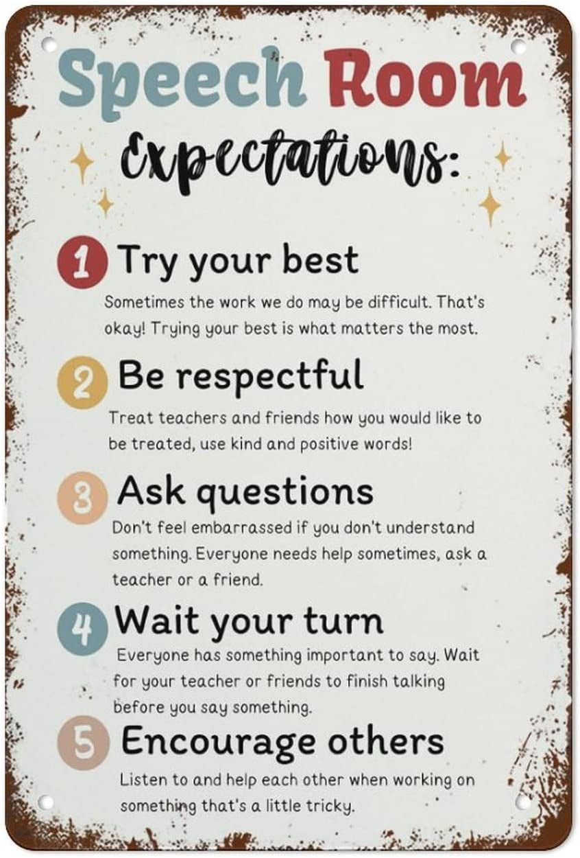 Funny Tin Kitchen Signs Speech Room Expectations, Speech Classroom ...