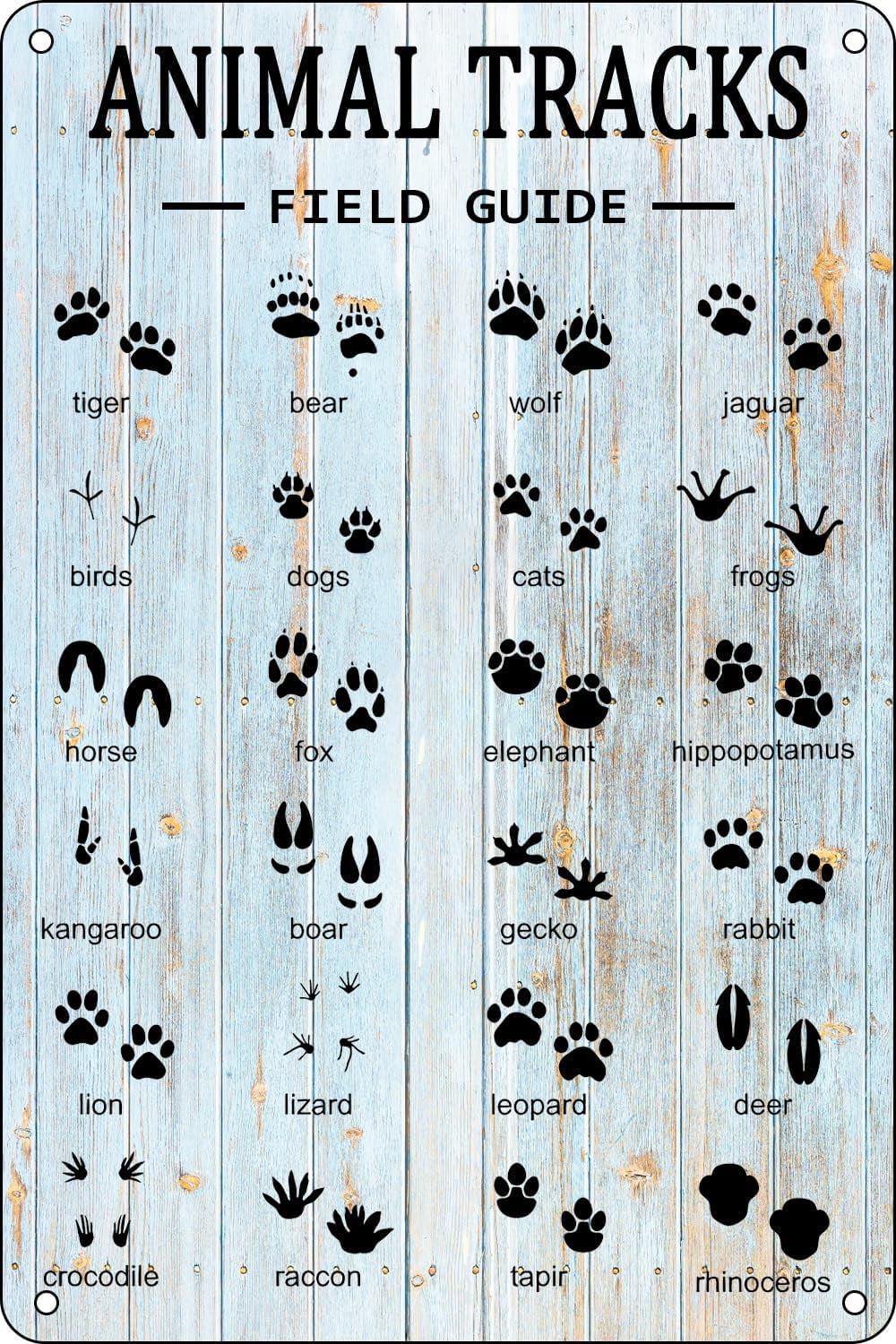 Funny Tin Sign Animal Tracks Field Guide Metal Signs Vintage Rustic ...