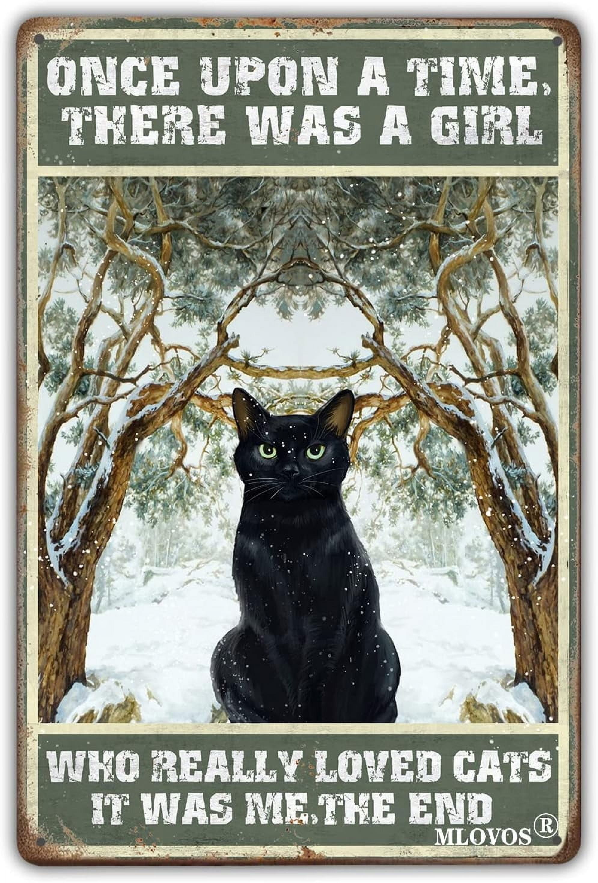Funny Tin Sign Black Cat Once Upon a Time There was a Girl Who Really ...