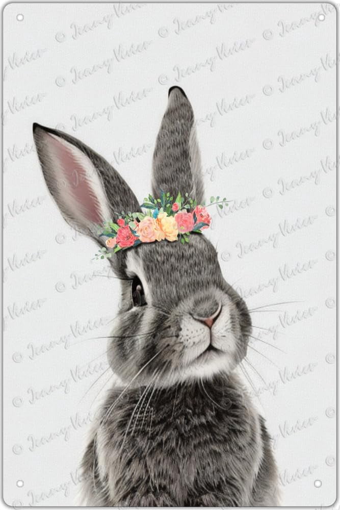 Funny Tin Sign Rabbit Woodland Nursery Wall Art Prints Cute Woodland ...