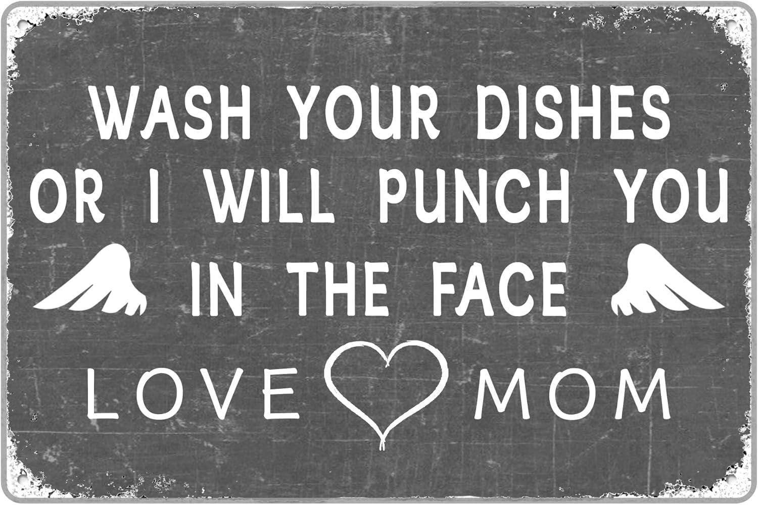 Funny Tin Sign Wash Your Dishes Or i Will Punch You In The Face Vintage ...