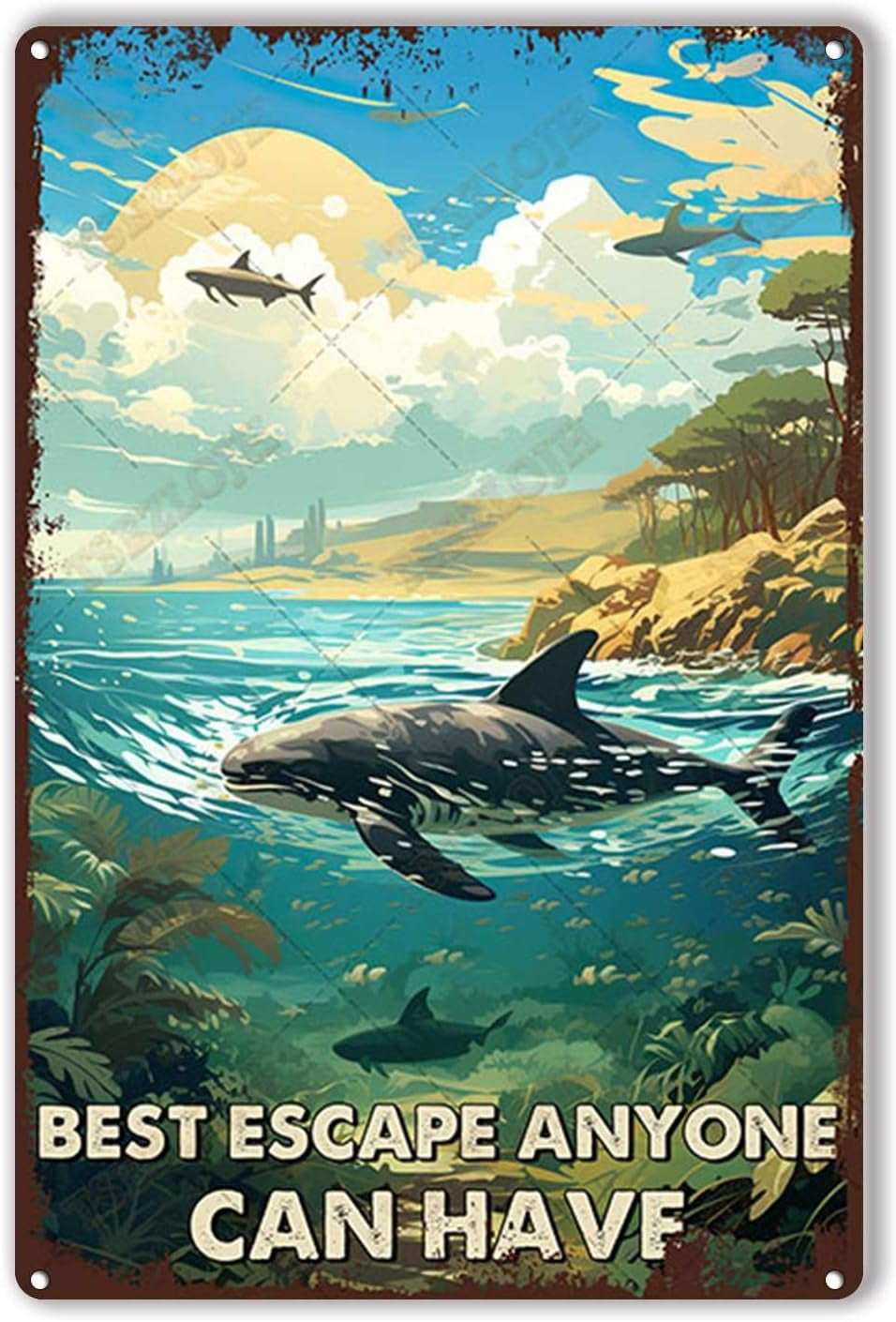 Funny Tin Signs Beach Best Escape Anyone Can Have Wall Art Decor Metal ...