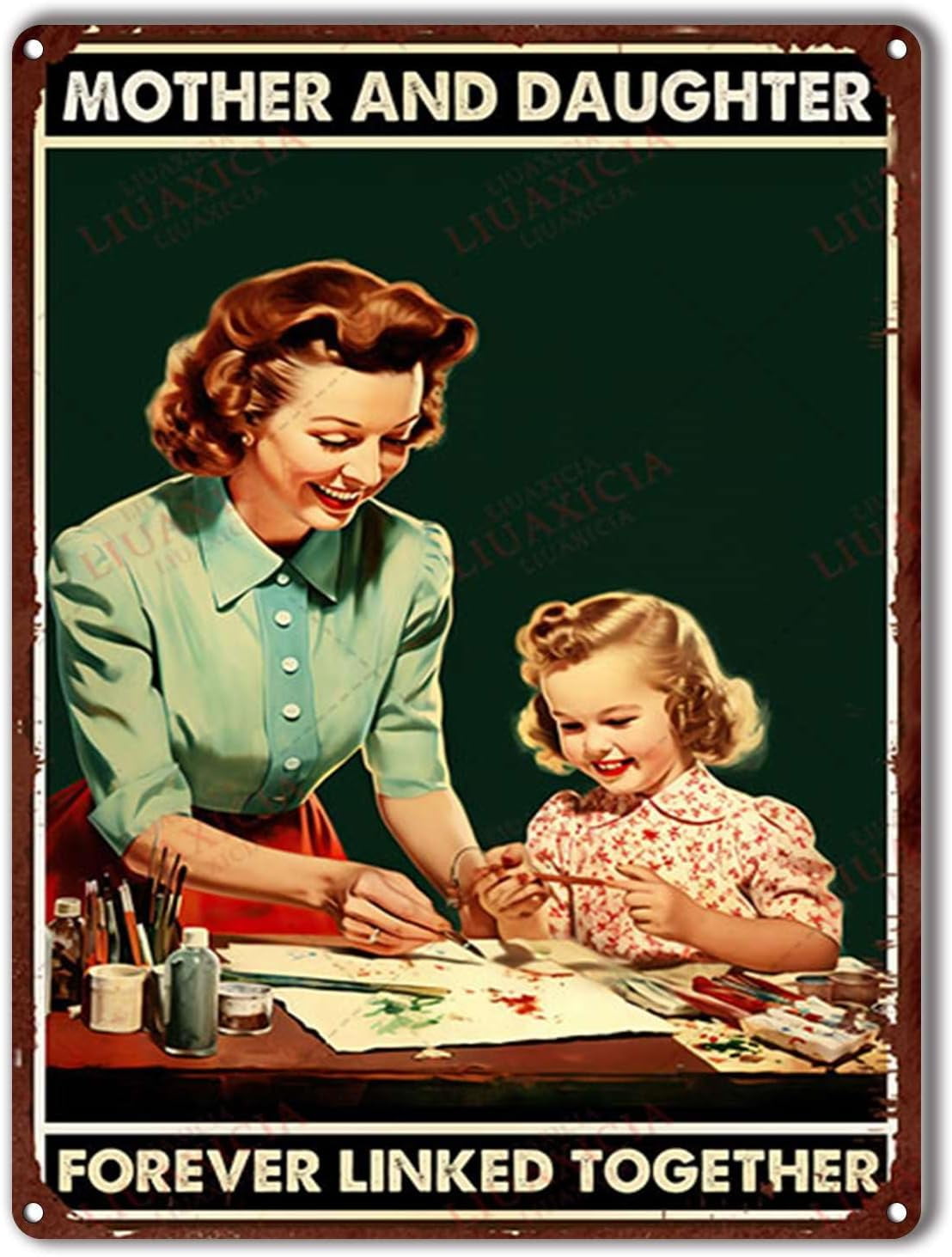 Funny Tin Signs Mother And Daughter Forever Linked Together Bar Signs ...