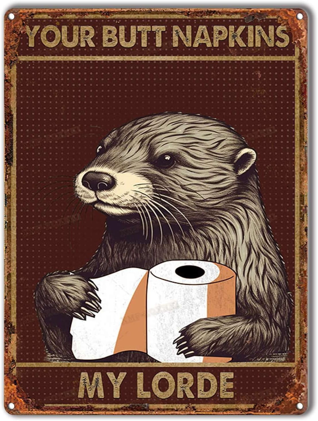 Funny Tin Signs bank beaver And Toilet Paper Metal Tin Sign 8x12 Inches ...