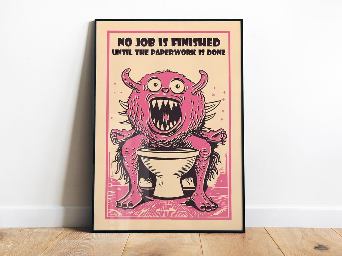 Funny Toilet Art Print Wc Room Decor Bathroom Wall Art Retro Print ...
