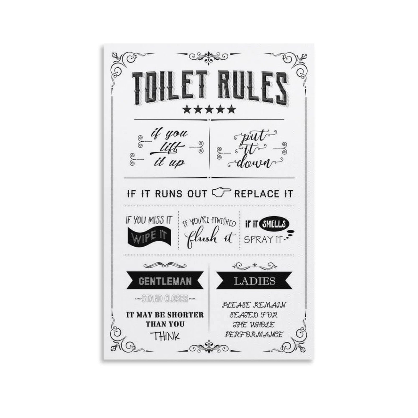 Funny Toilet Bathroom Rules 2 Wall Art Poster Gifts Bedroom Prints Home ...
