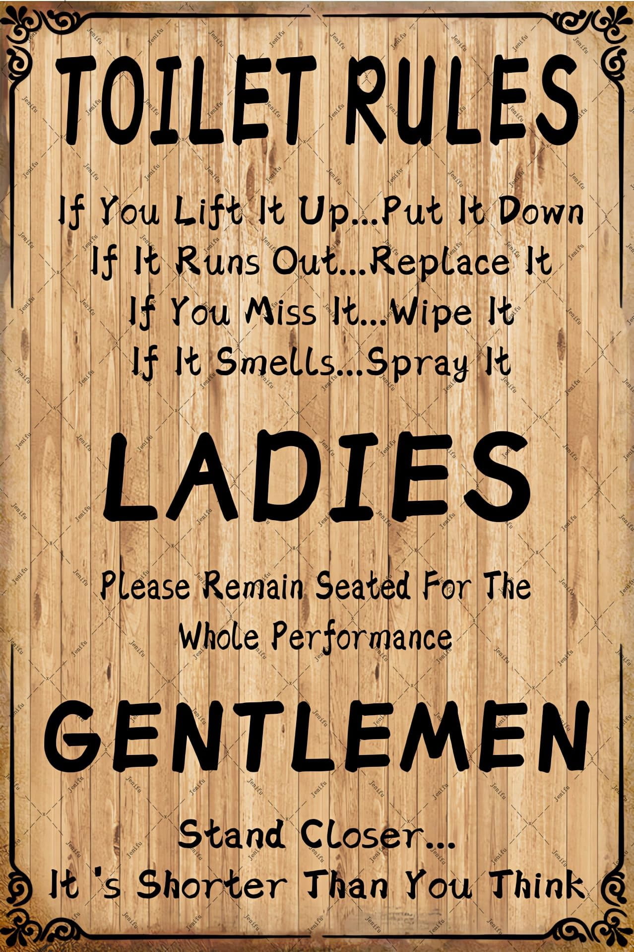 Funny Toilet Rules Warning Metal Tin Sign Funny Bathroom Rules Decor ...