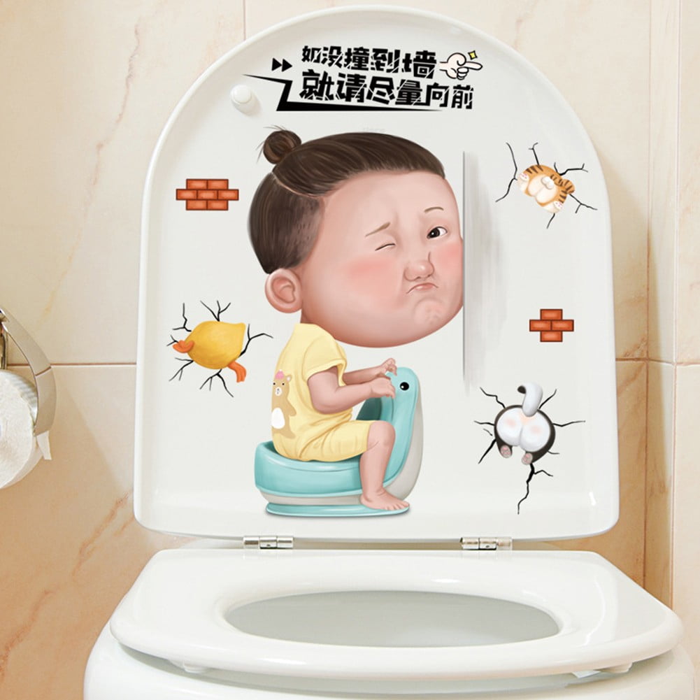 Funny Toilet Stickers Toilet Lid Stickers for Bathroom Fun Cartoon ...
