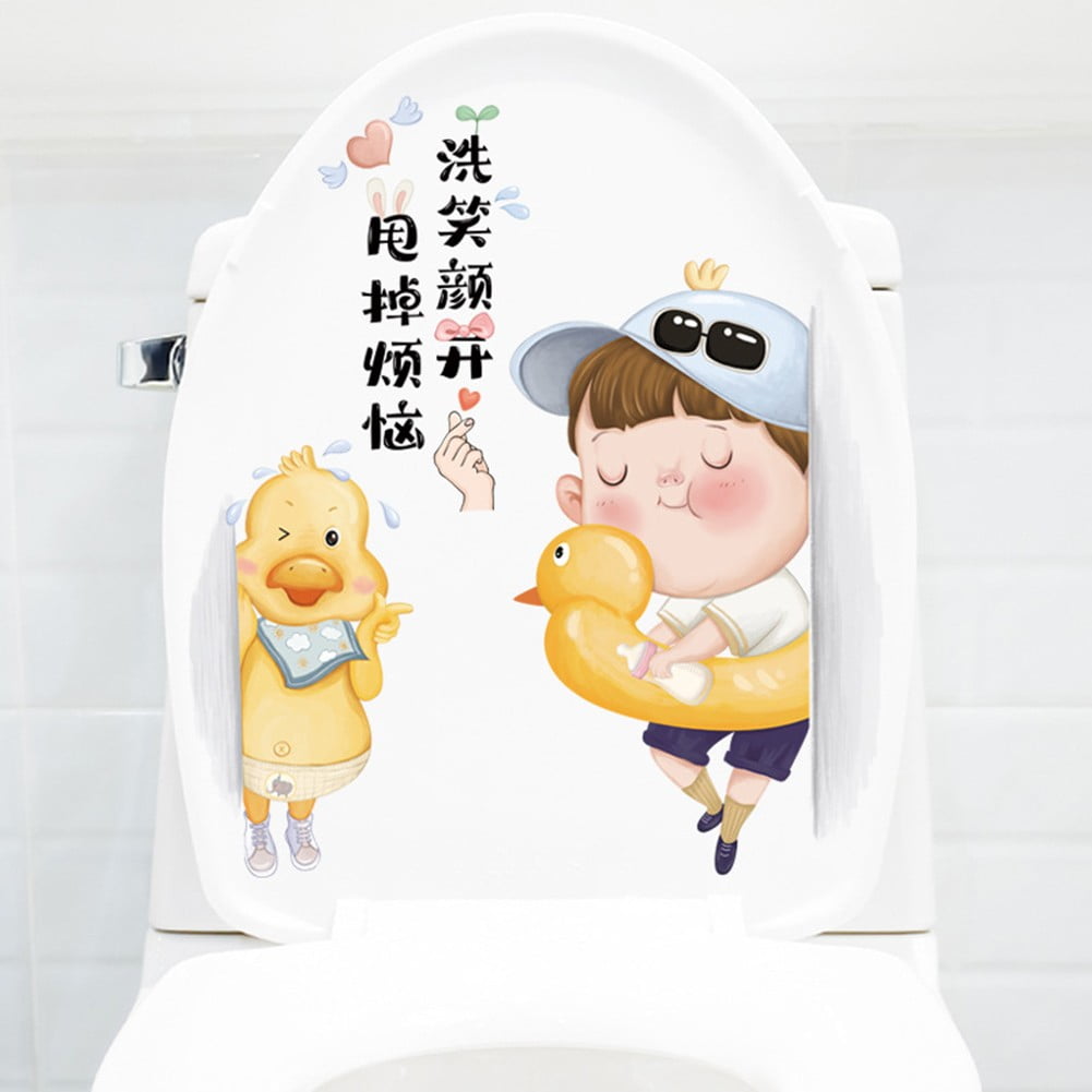 Funny Toilet Stickers Toilet Lid Stickers for Bathroom Fun Cartoon ...