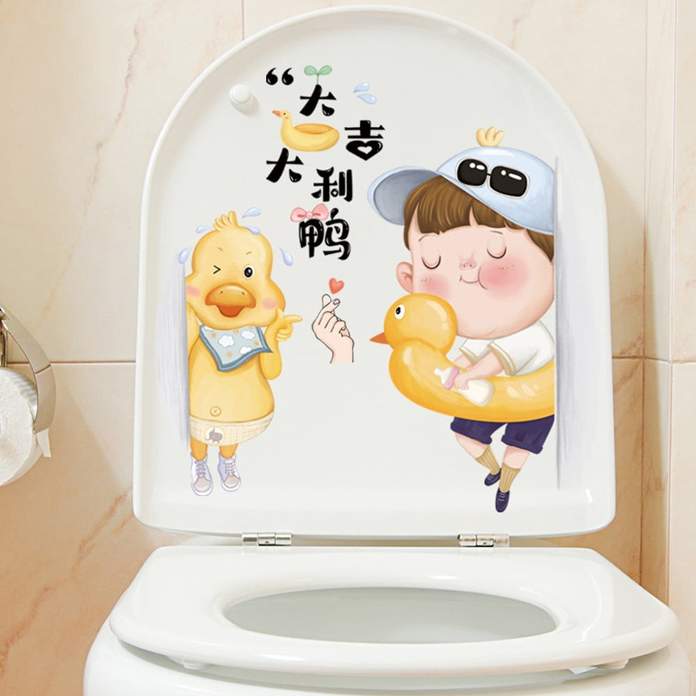 Funny Toilet Stickers Toilet Lid Stickers For Bathroom Fun Cartoon ...