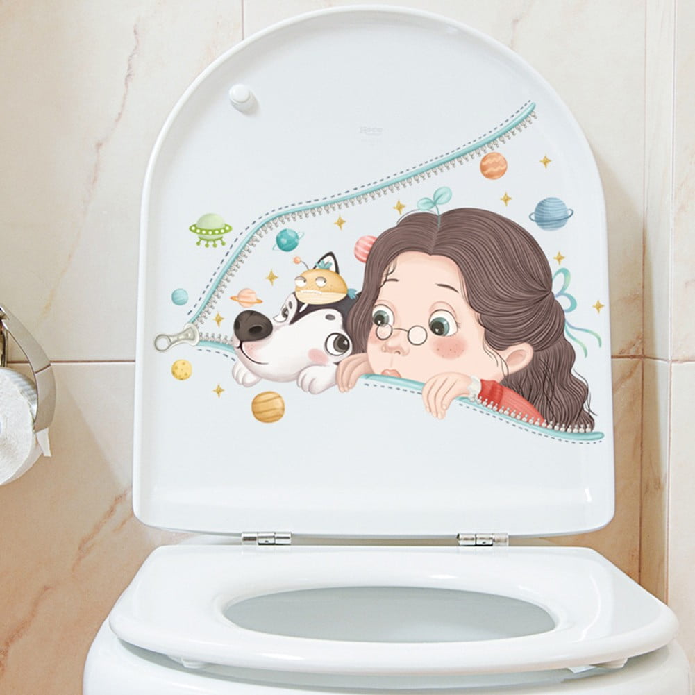 Funny Toilet Stickers Toilet Lid Stickers for Bathroom Fun Cartoon ...