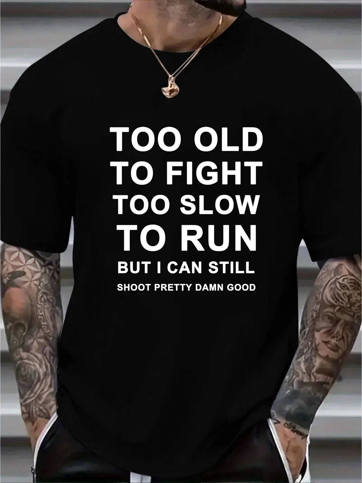 Funny Too Old To Fight Too Slow To Run Slogan T-Shirt, for Men & Women ...