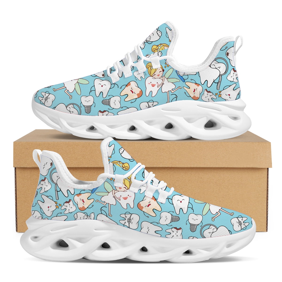 Funny Tooth Female Sneakers Cartoon Dental Fairy Breathable Vulcanized ...