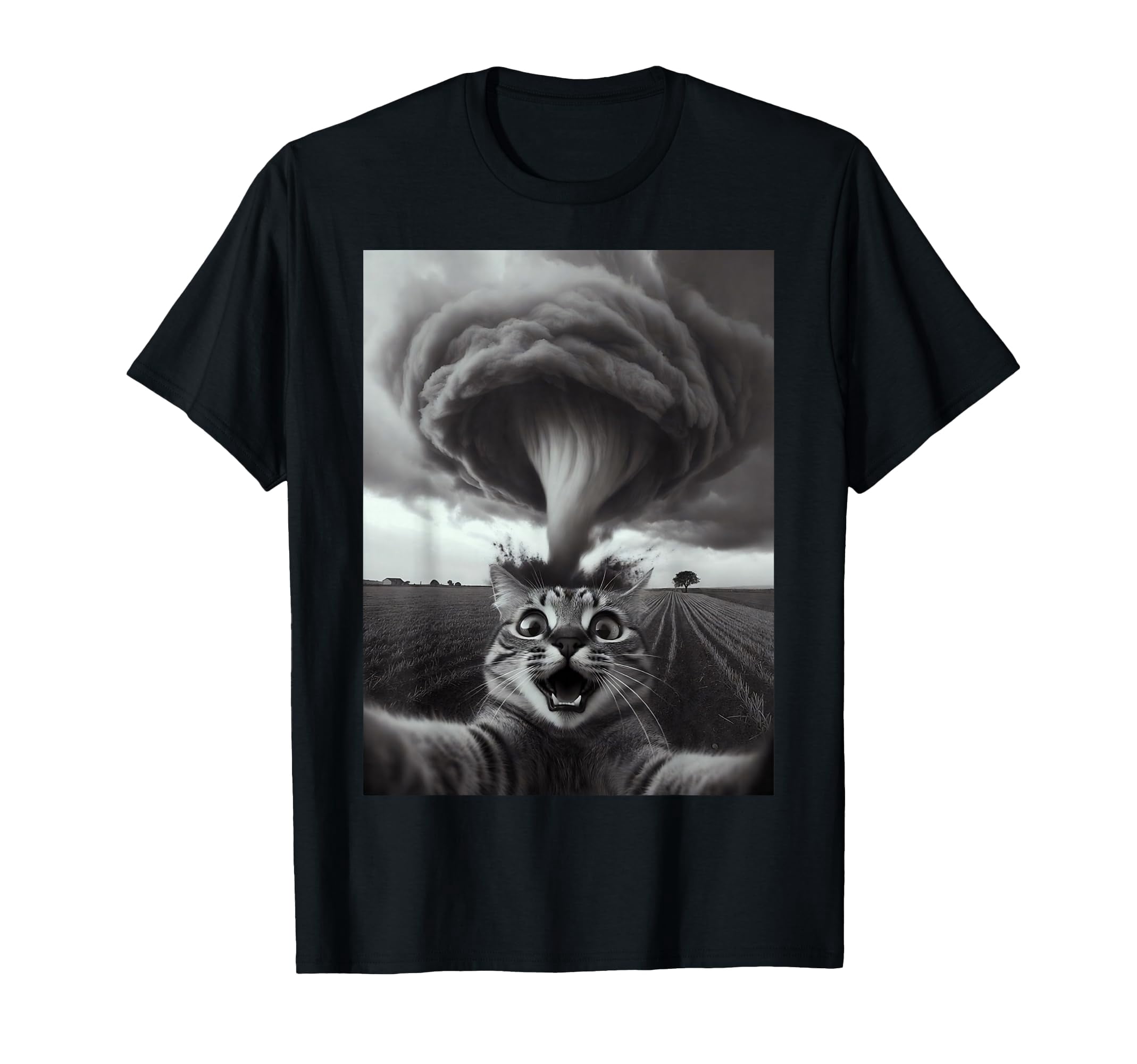 Funny Tornado Selfie Cat Meme T-Shirt - Cute Storm Weather Humor for ...