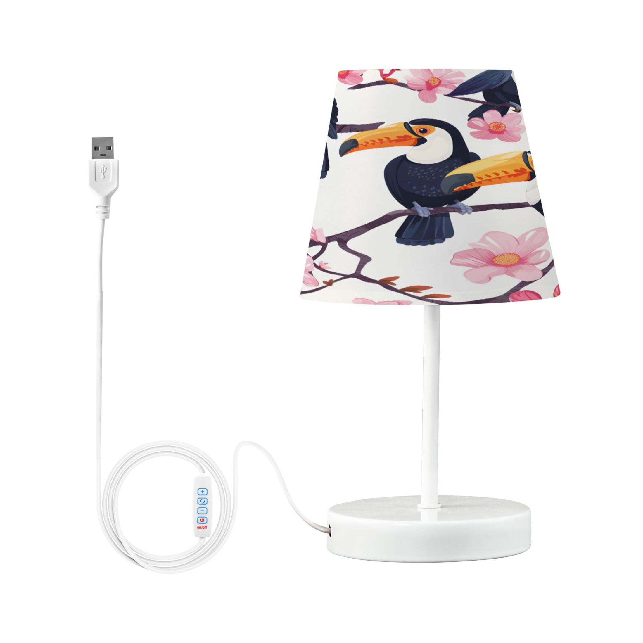 Funny Toucan Bird and Flower Desk Lamp LED Table Nightstand Lamps with ...
