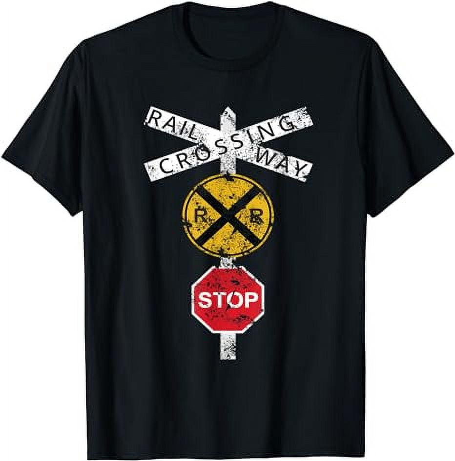 Funny Train Railroad Tee Shirts Mens Train Shirt Crossing T-Shirt ...