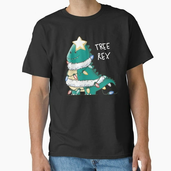 Funny Tree-Rex Dinosaur T-Rex With Christmas Lights And Ornaments Gift ...