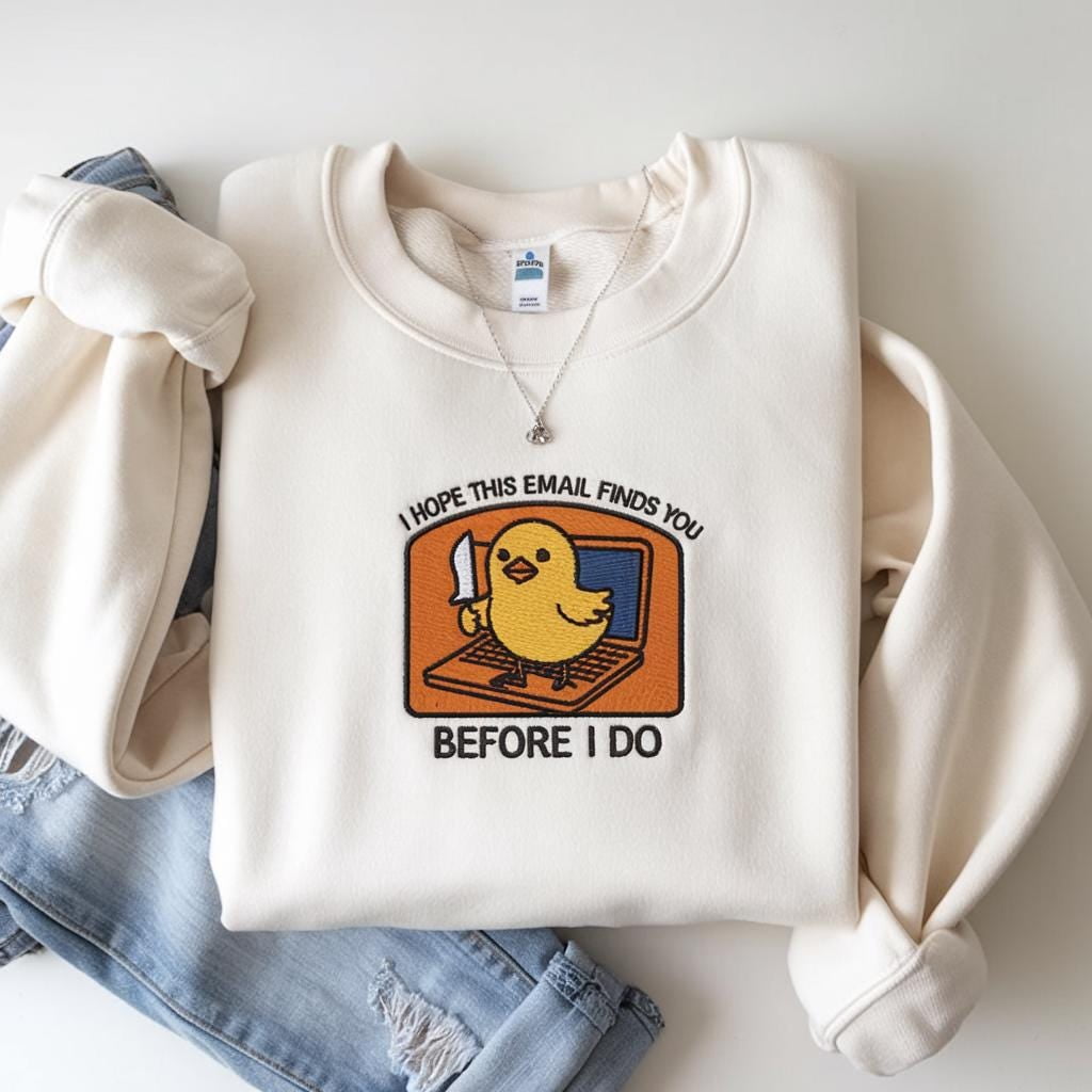 Funny Trendy Embroidery Sweatshirt, Work Related Humor Sweater, I hope ...