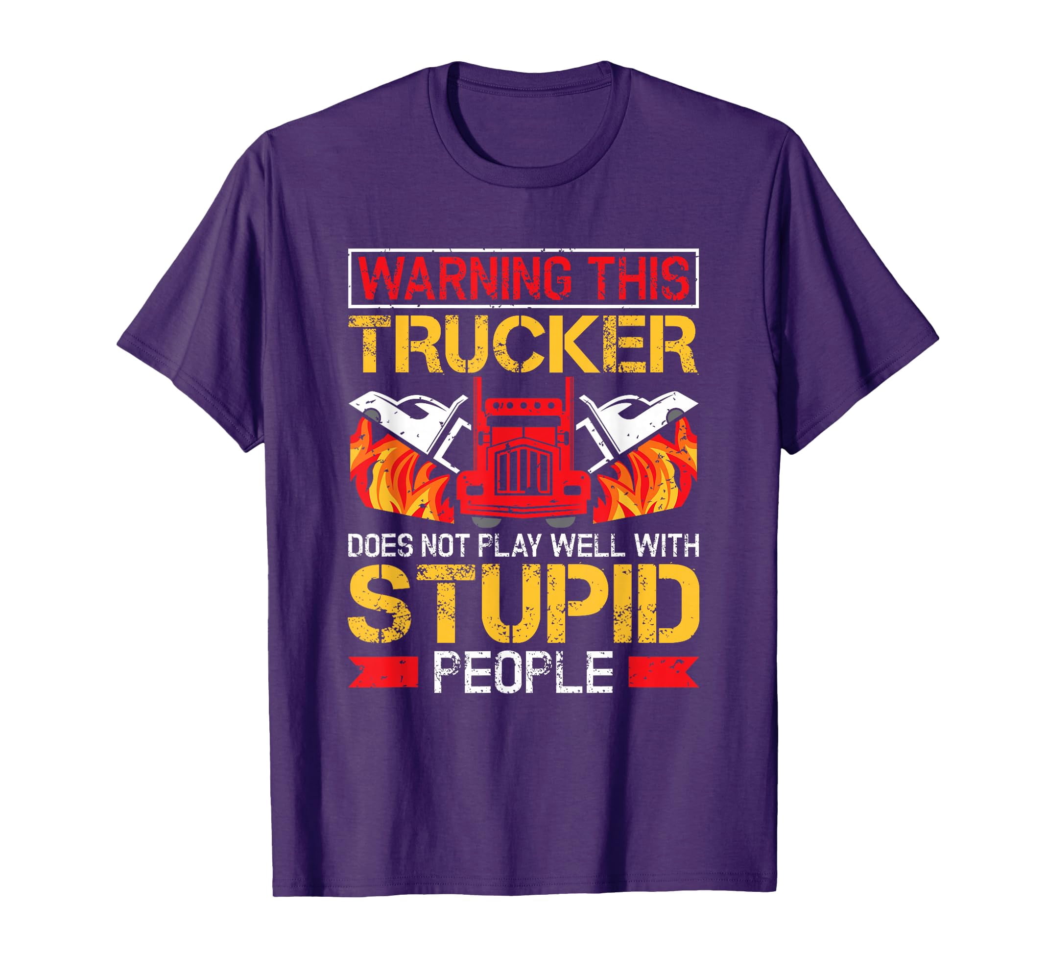 Funny Trucker Warning Graphic T-Shirt for Semi Truck Drivers with Bold ...