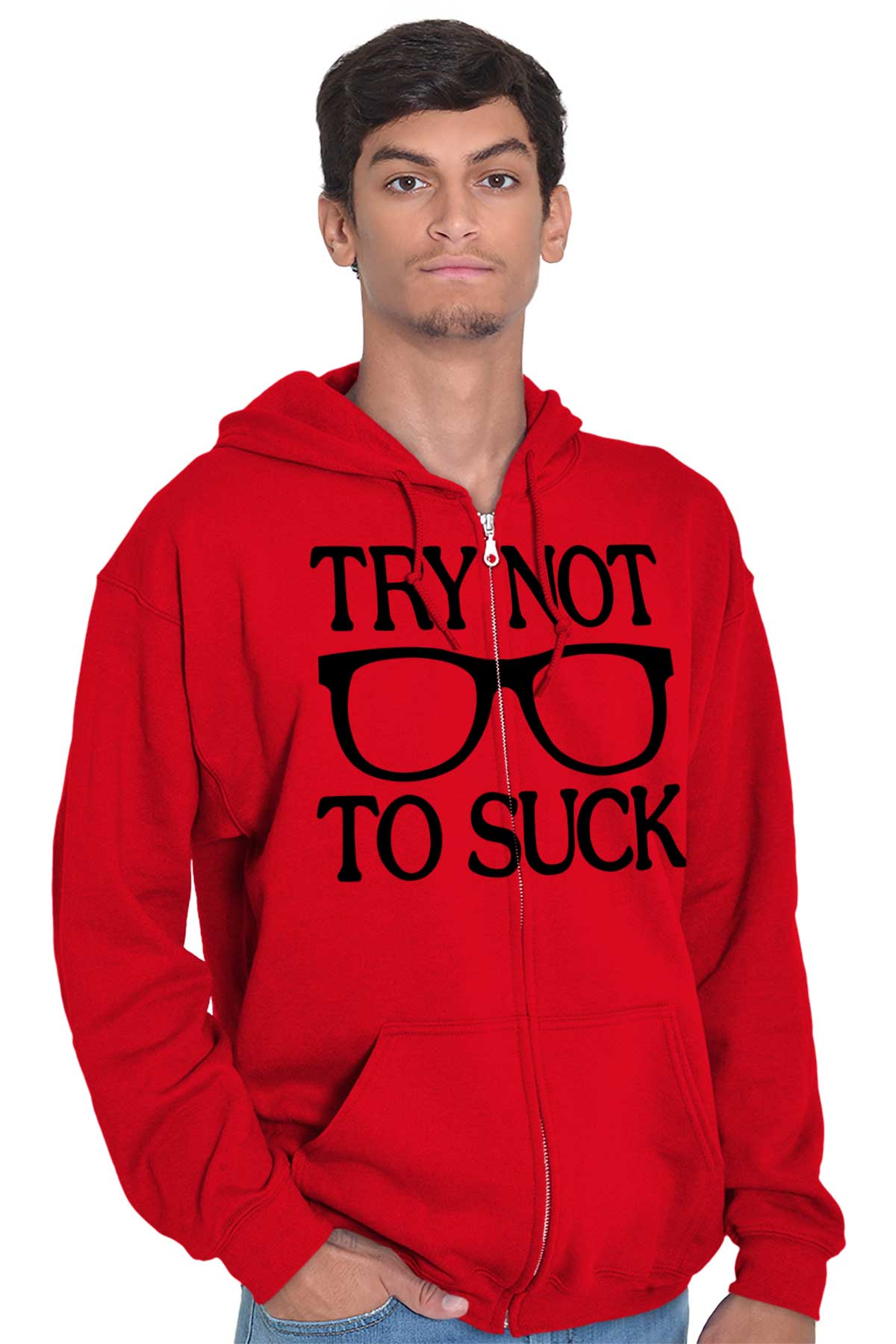 Funny Try Not to Suck Sports Dork Zip Up Hoodie Men's Women's Brisco ...