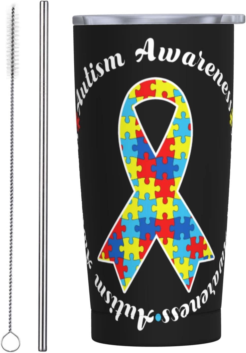 Funny Tumblers Autism Awareness Ribbon Stainless Steel Mug 304 ...