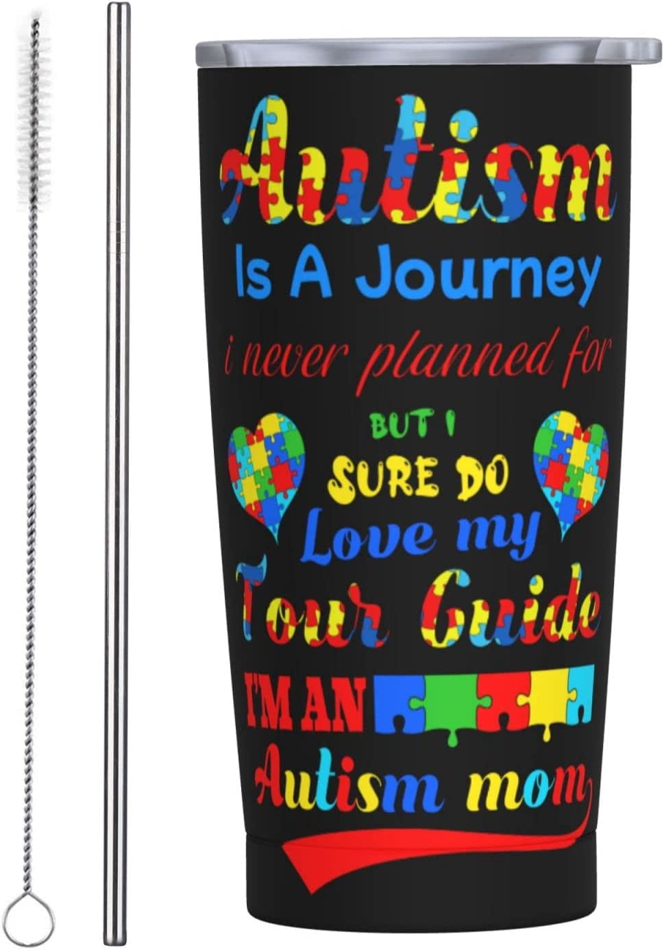 Funny Tumblers Autism Is A Journey Autism Awareness Mom Stainless Steel ...