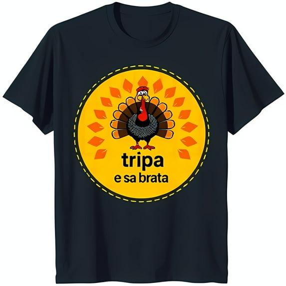 Funny Turkey Graphic T-Shirt with Checkered Background 'tripa e sa ...