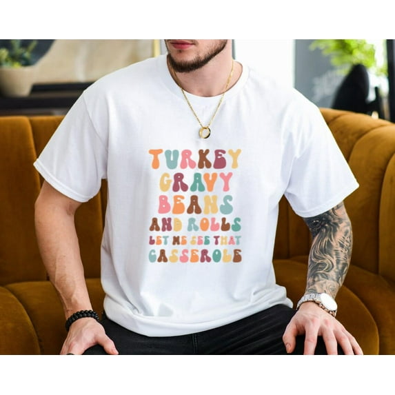 Funny Turkey Gravy Song Fun Unisex T-Shirt Retro Thanksgiving Dinner ...