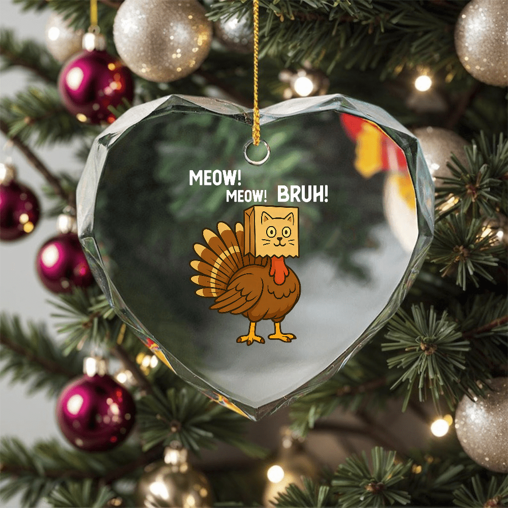 Funny Turkey Meow Thanksgiving Fake Cat Meow Bruh Meme Ornament, Home ...