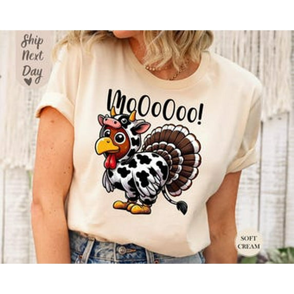 Funny Turkey Moo Shirt, Fake Cow Shirt, Funny Thanksgiving Shirt ...