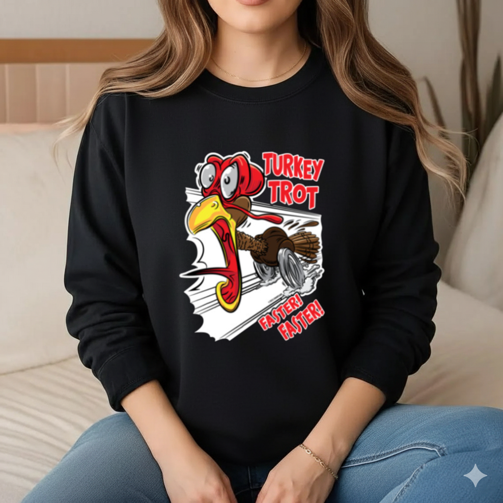 Funny Turkey Trot Faster Faster Thanksgiving Running Humor Art Unisex ...