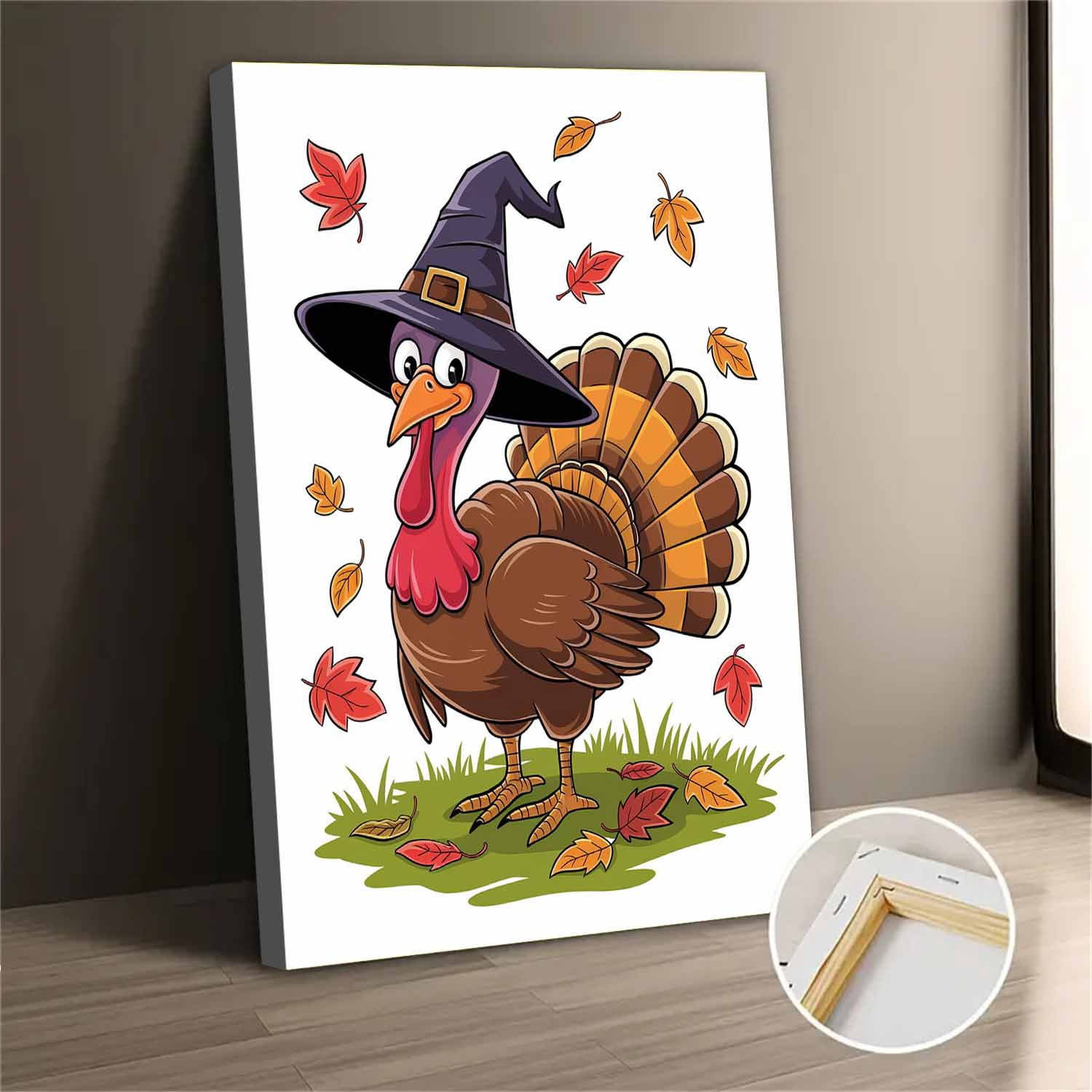 Funny Turkey Witch Canvas Wall Art Print for Bedroom Living Room Home ...