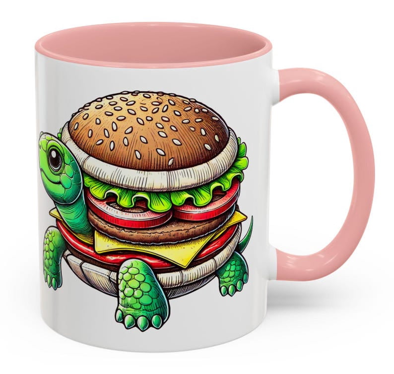 Funny Turtle Cheeseburger Mug, Cute Animal Food Aroffee Cup, WhimsiC1Al ...