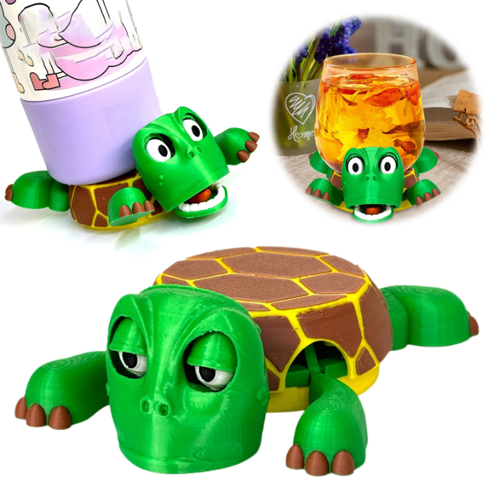Funny Turtle Coaster with Expressive Face, Fully Colored Gag Gift for ...