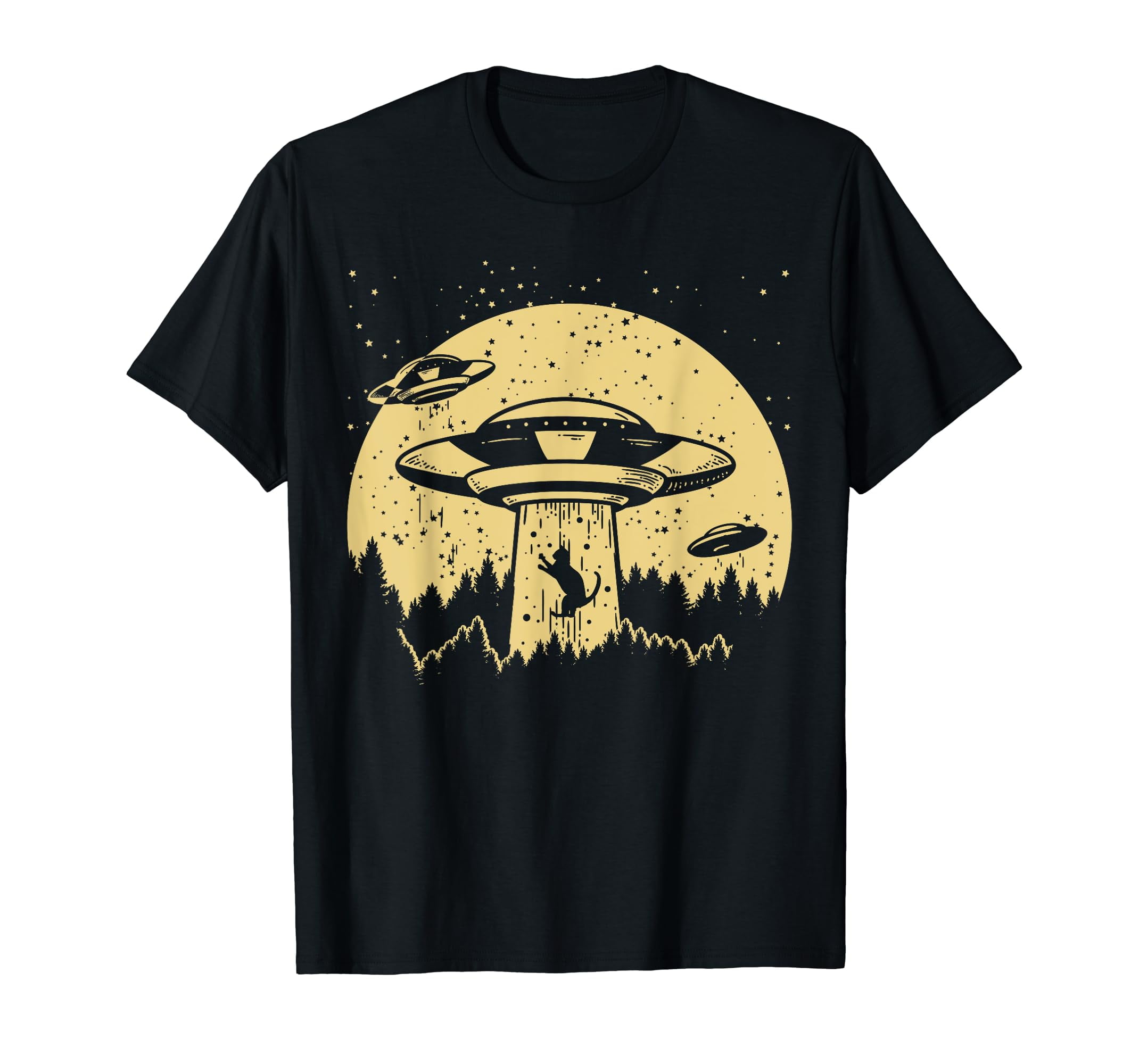 Funny UFO Alien Abduction Cat Flying Perfect Aliens Lover Cotton T ...