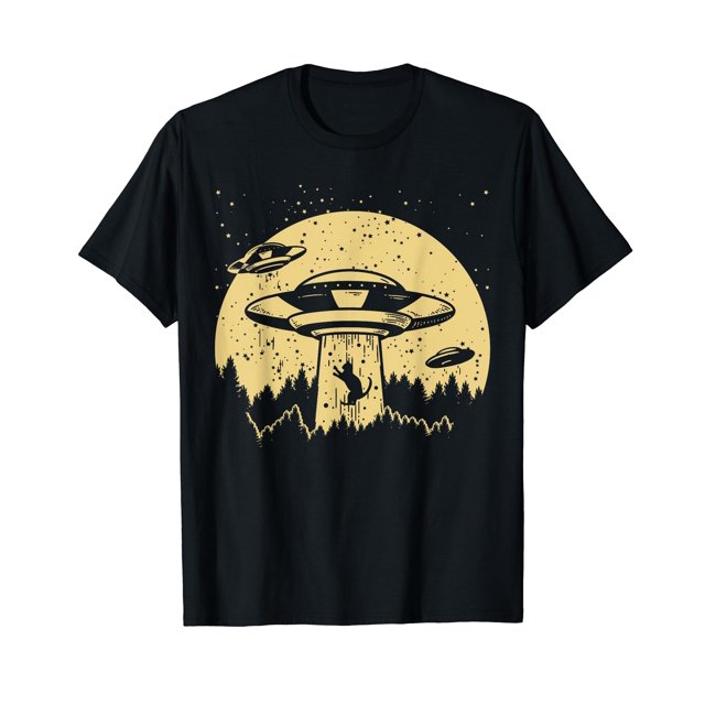 Funny UFO Alien Abduction Cat Flying Perfect Aliens Lover Cotton T ...