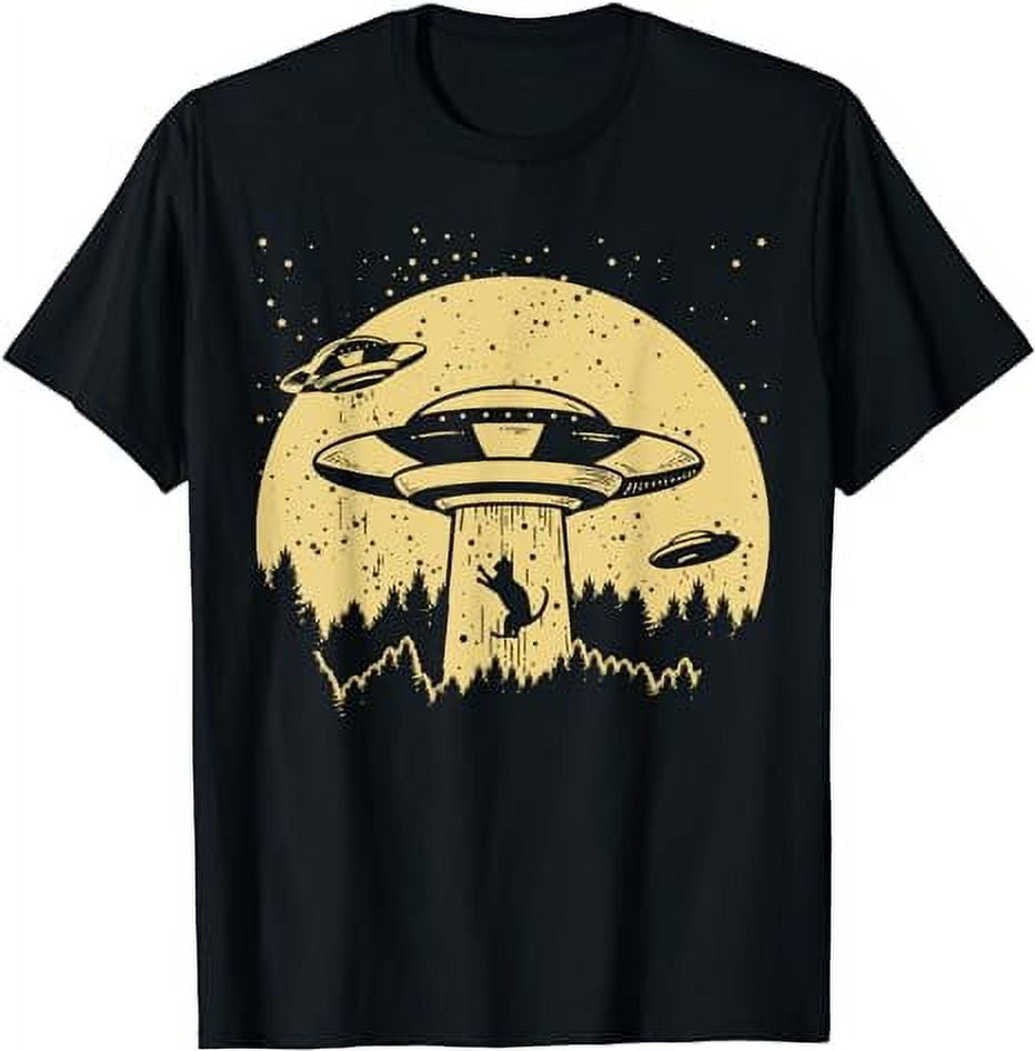 Funny UFO Alien Abduction Cat Flying Perfect Aliens Lover T-Shirt ...