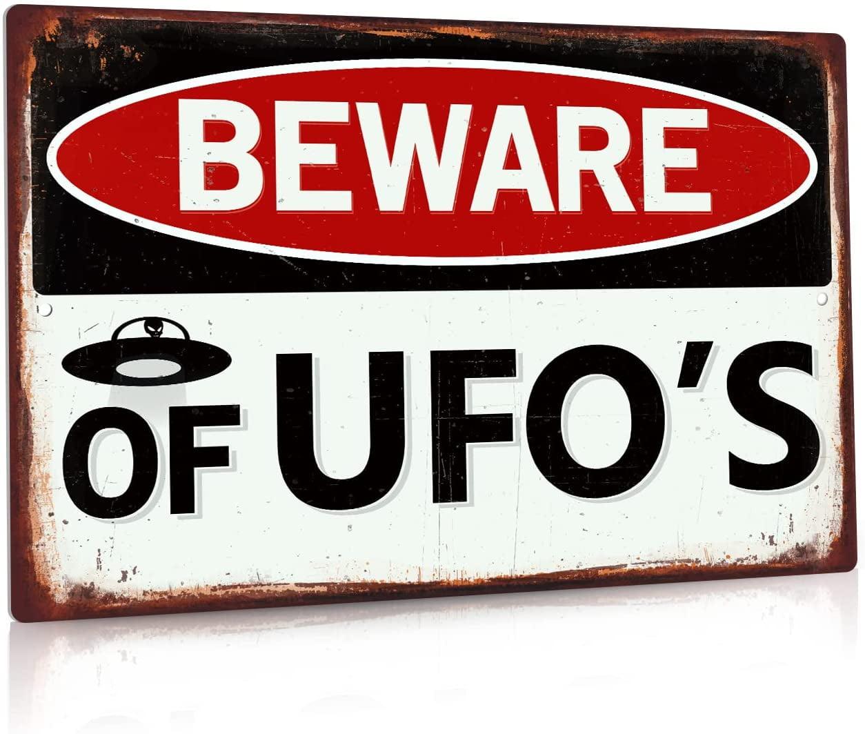 Funny UFO Metal Sign, Vintage Alien Wall Decor for Bar, Cafe Pub, Man ...