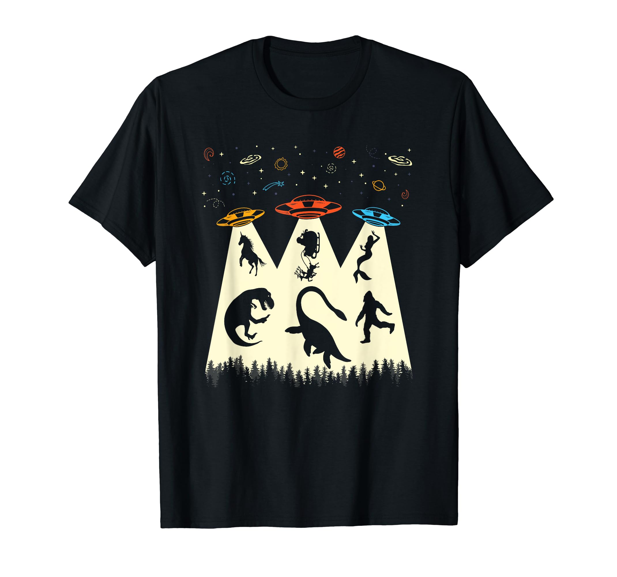 Funny UFO Shirt T-Rex Unicorn Bigfoot Alien Abduction T-Shirt - Walmart.com