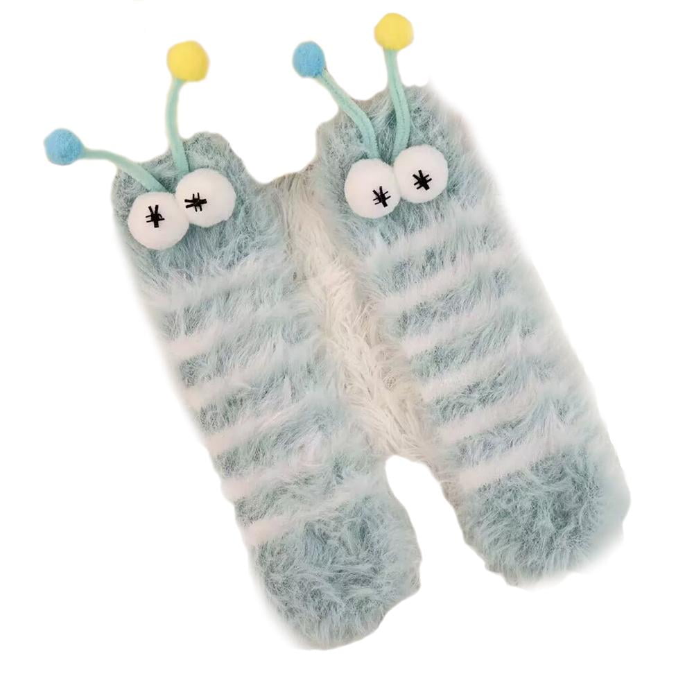 Funny Ugly Big Eyes Marten Velvet Mid-Tube Plush Socks for Girls, Soft ...