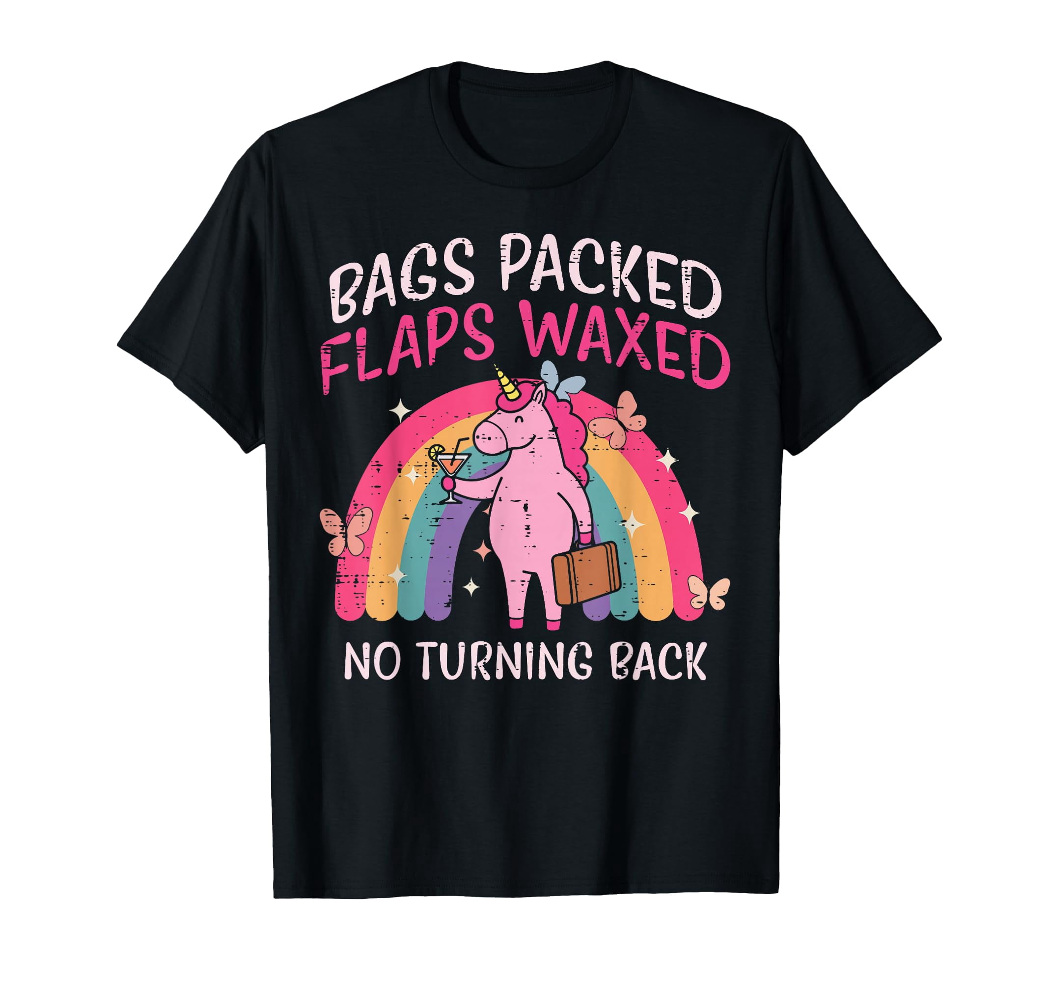 Funny Unicorn Vacation T-Shirt - Pink Unicorn with Cocktail and ...