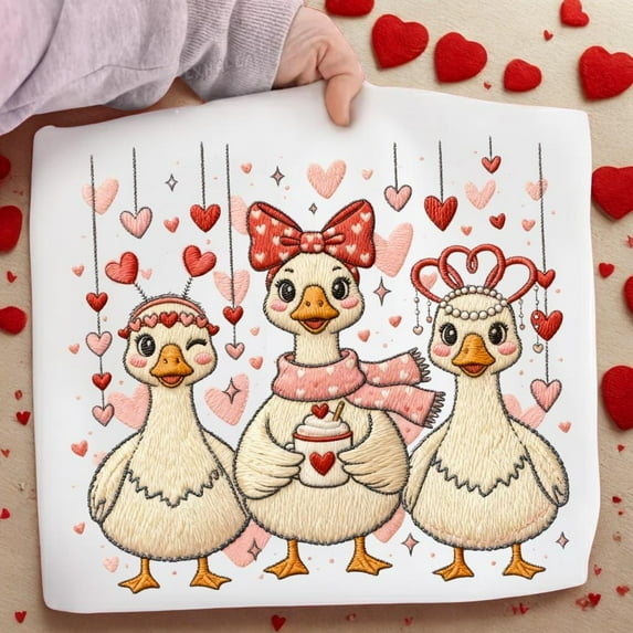 Funny Valentine Goose , Silly XOXO Coquette Goose Design, Embroidery ...
