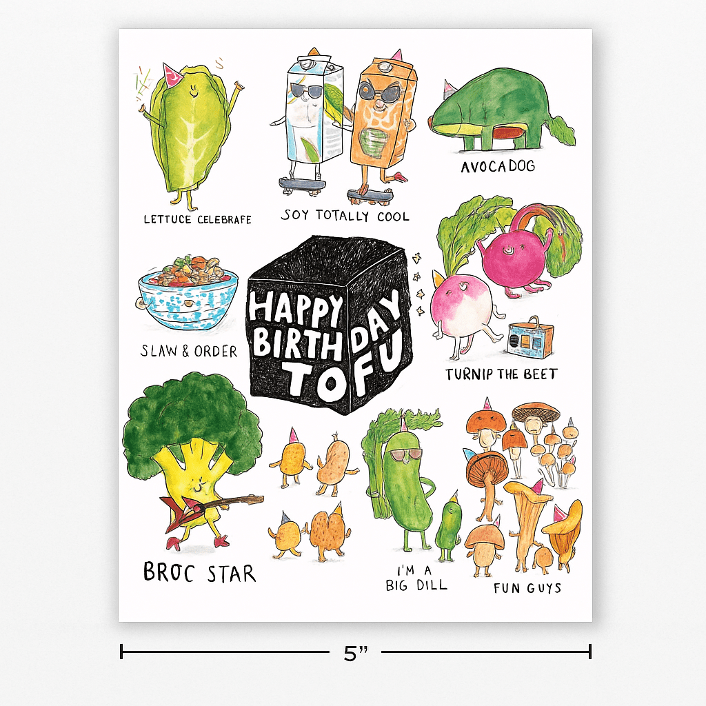 Funny Vegetable Birthday Card - “Happy Birthday toFu” - Humorous ...