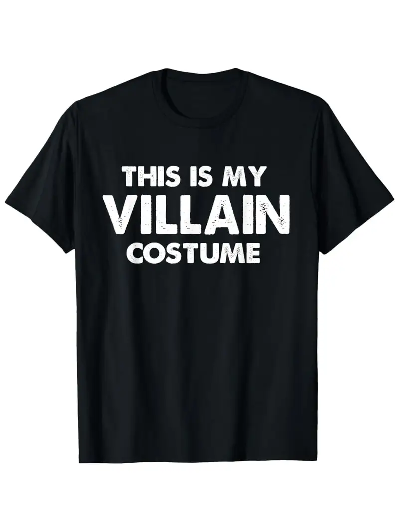 Funny Villain Costume T-Shirt - Bold Distressed "VILLAIN" Print Retro ...