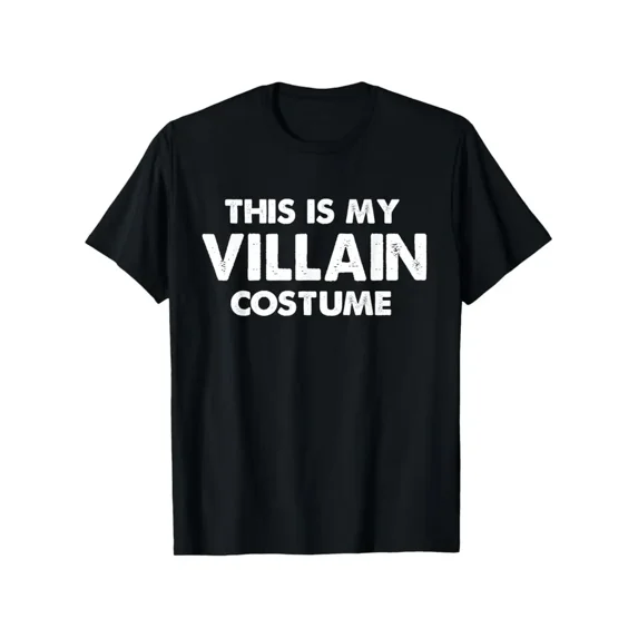 Funny Villain Costume T-Shirt - Bold Distressed "VILLAIN" Print Retro ...