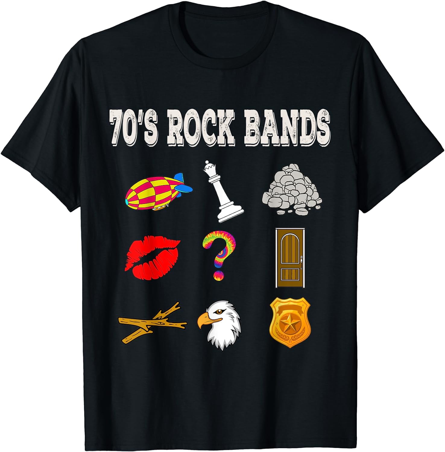 Funny Vintage 70's Rock Band T-Shirt Black 2X-Large - Walmart.com