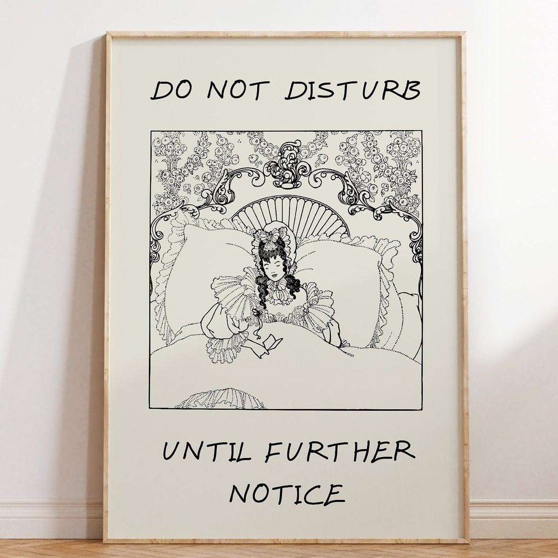 Funny Vintage Bed Print Feminine Apartment Decor Nap Art Print ...